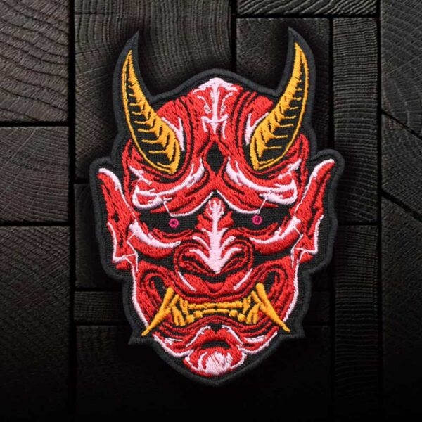 Japanese Demon mask Oni embroidery Iron-on | Sew-on | Velcro Patch