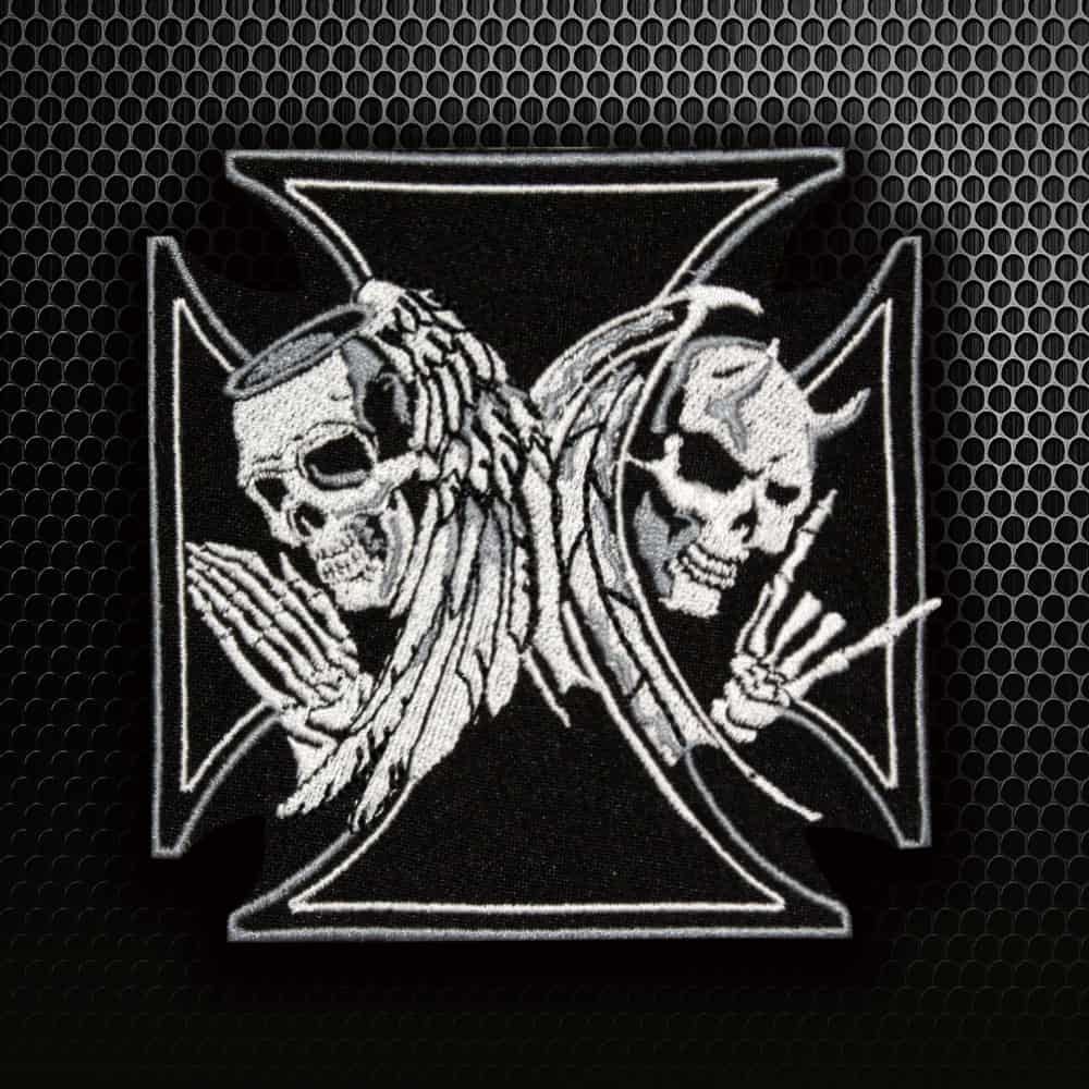 Skulls Angel and Devil Embroidered Sew on | Iron on | Velcro Patch ...